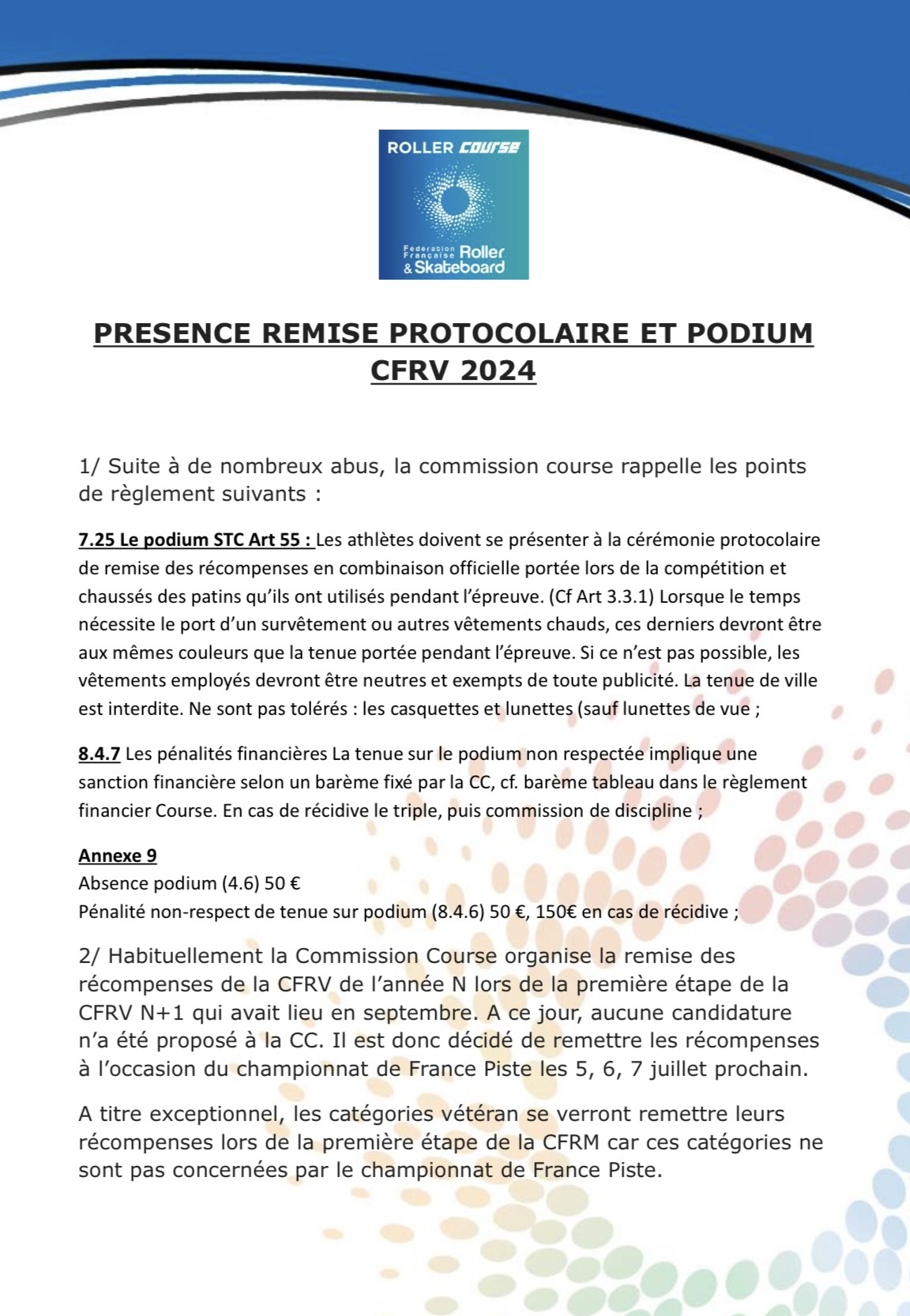 Communiqué remise protocolaire et podium CFRV 2024 - Fédération ...